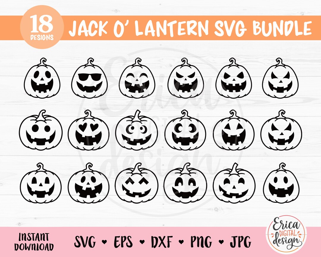 Jack O Lantern SVG Bundle Cut File Cricut Silhouette Fall Halloween ...
