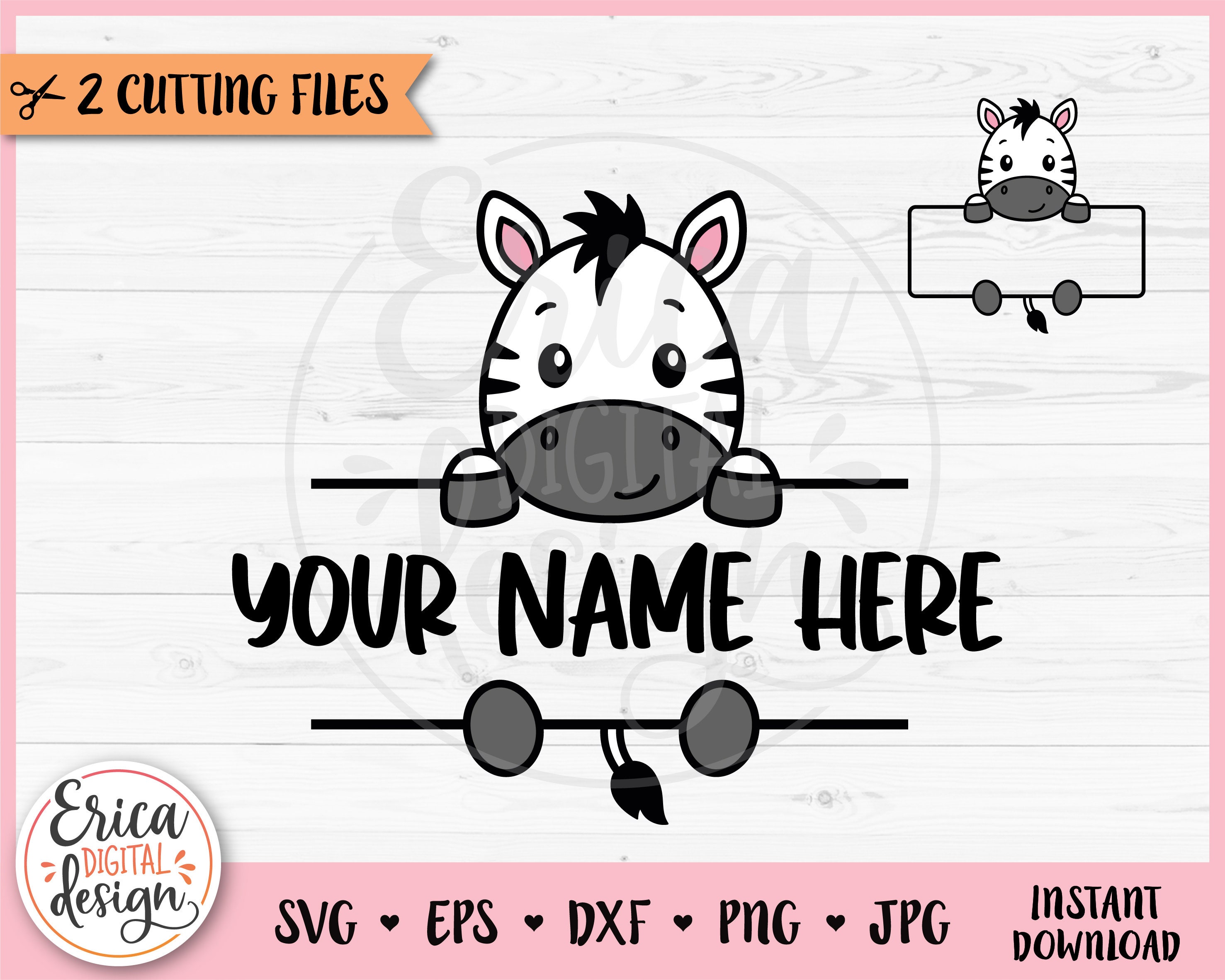 Zebra Clipart Name Frame Layered SVG Cut File for Cricut Silhouette ...