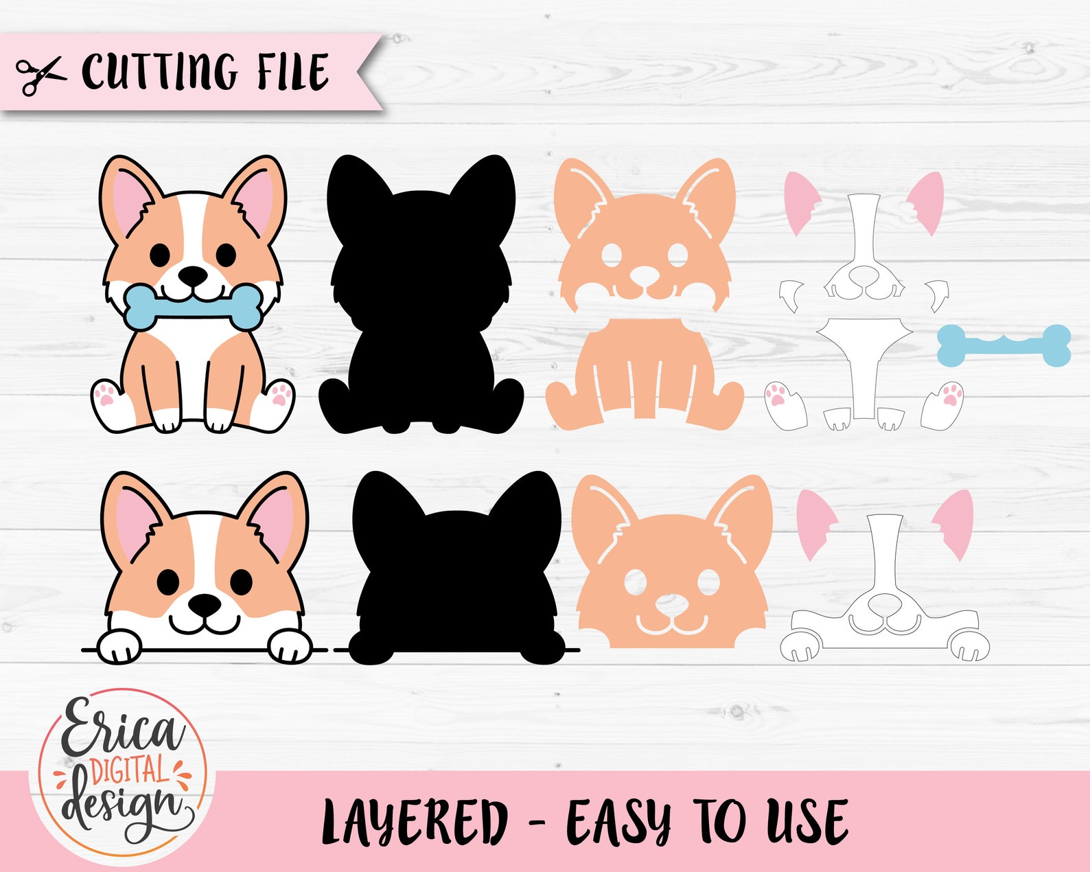 Corgi Layered SVG Bundle Cute Dog Cut File for Cricut - Etsy