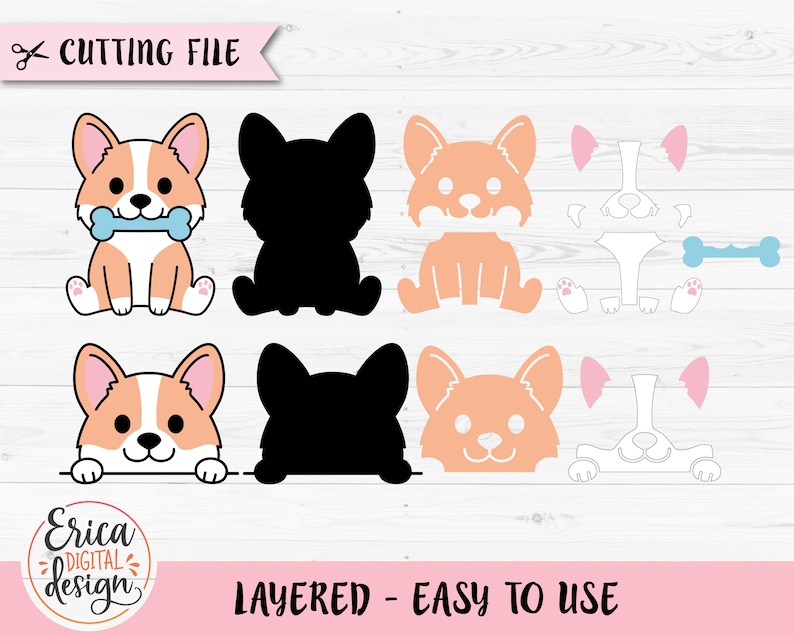 Corgi Layered SVG Bundle Cute Dog Cut File for Cricut - Etsy