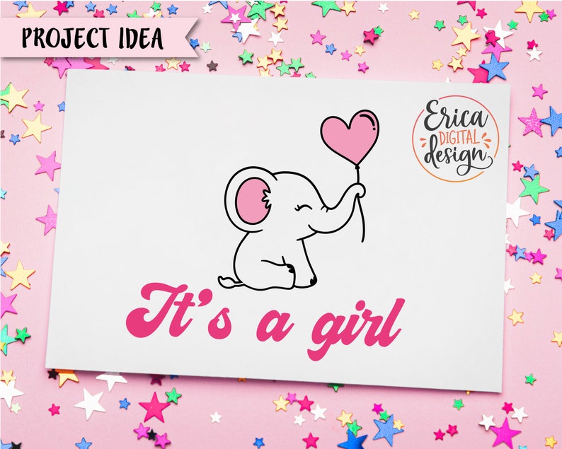 Baby Elephant SVG Cute Elephant Balloon Cut File Baby Shower - Etsy