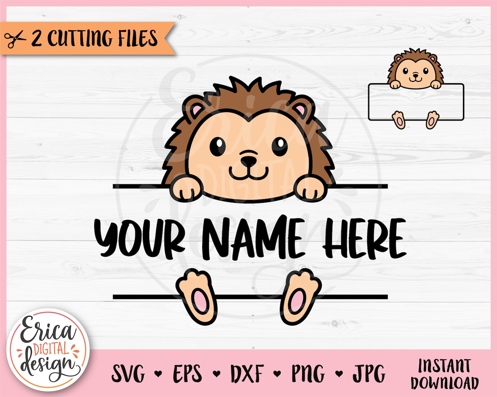 Hedgehog Kawaii Clipart Split Monogram Layered SVG Cut File Cricut ...