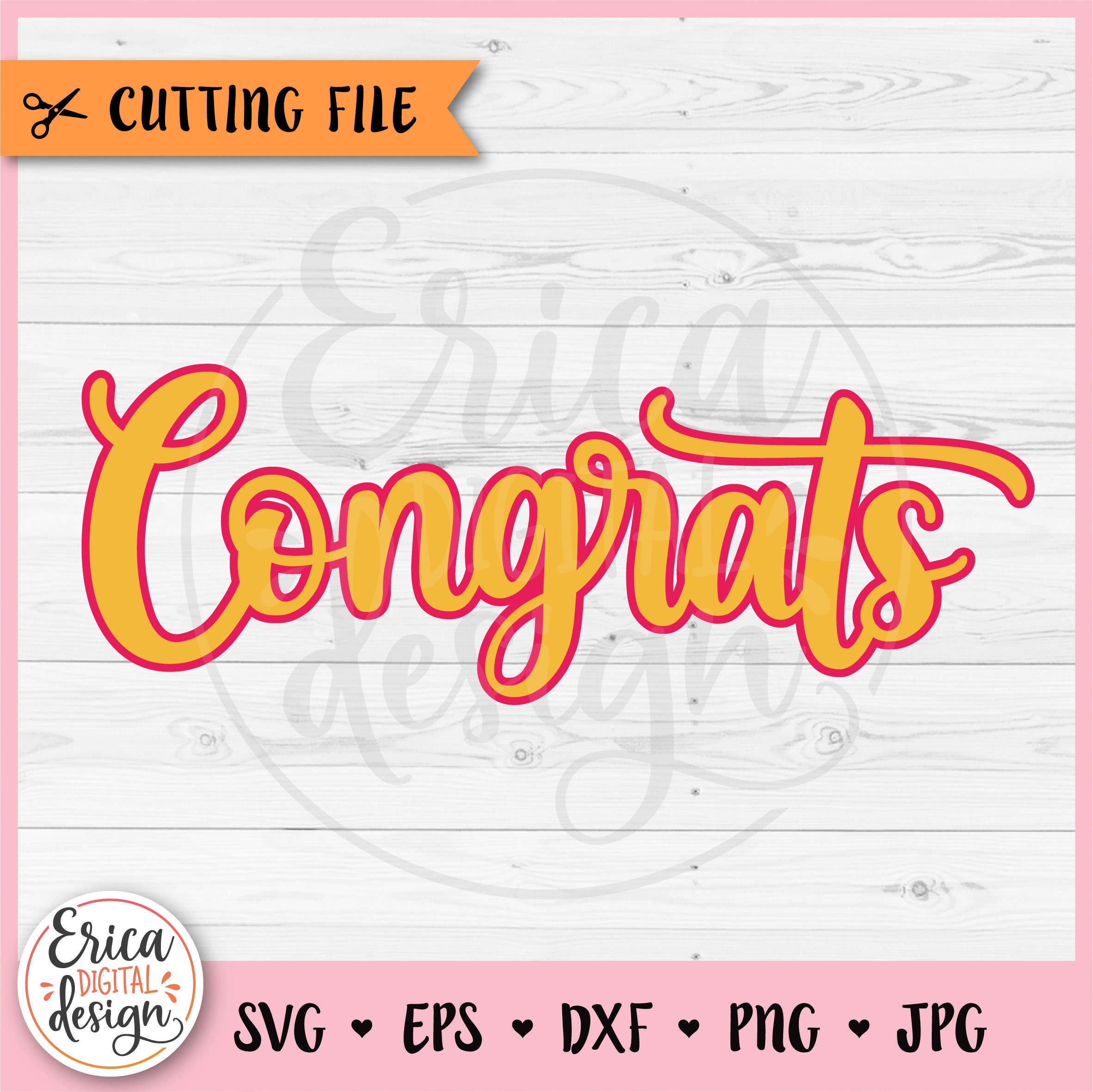 Congrats SVG Congrats Grad Cake Topper Cut File for Cricut Silhouette ...