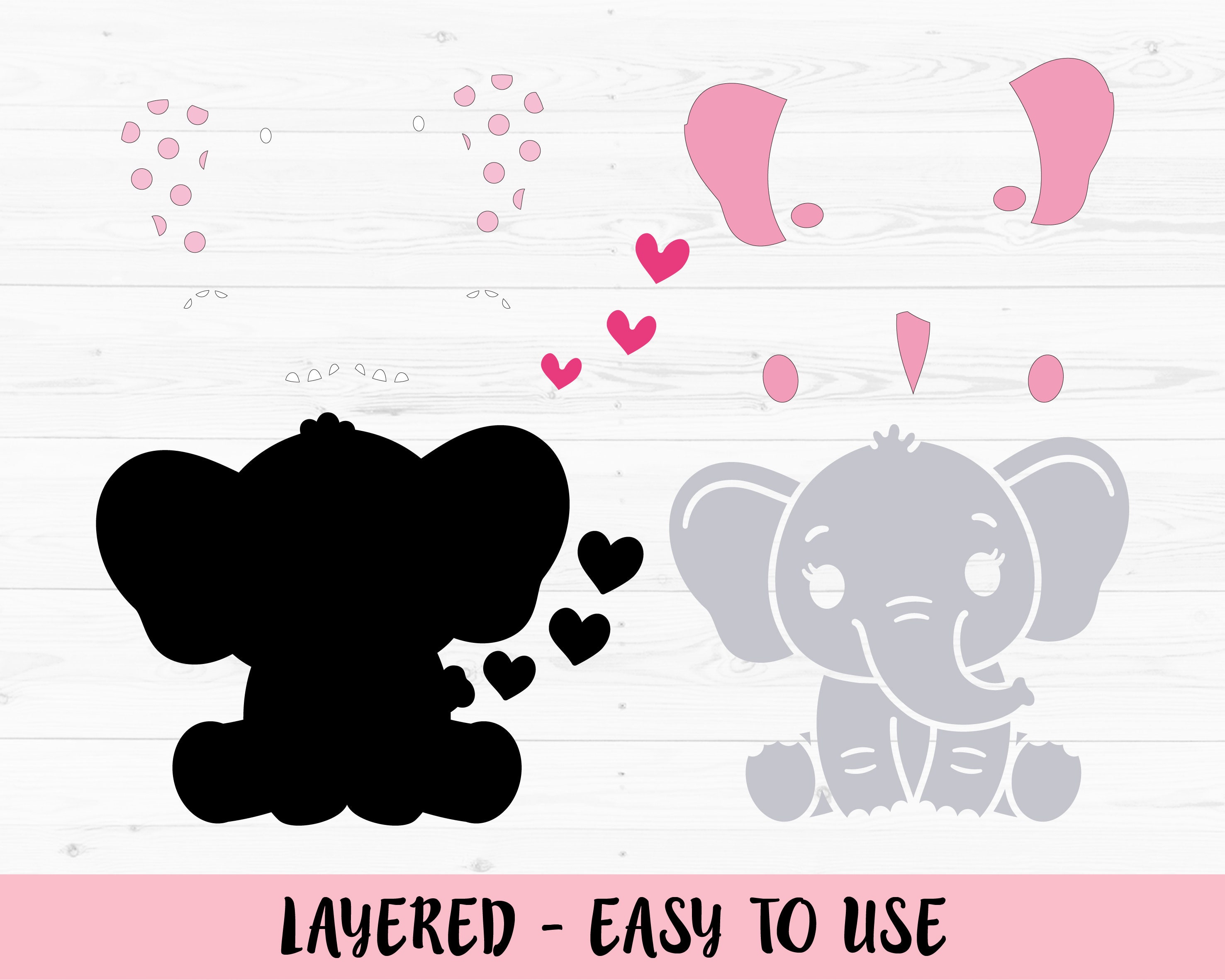 Baby Elephant SVG Cute Elephant Girl Cut File Sweet Elephant - Etsy