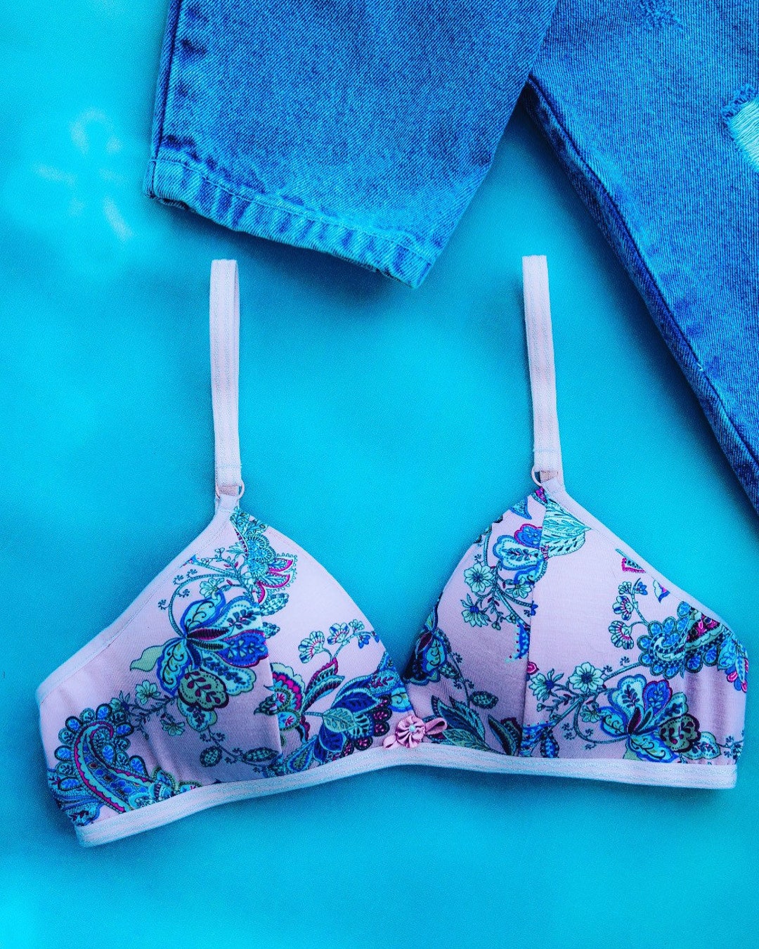 High Quality Comfortable Flower Print Bra A Cup Size - Etsy Australia