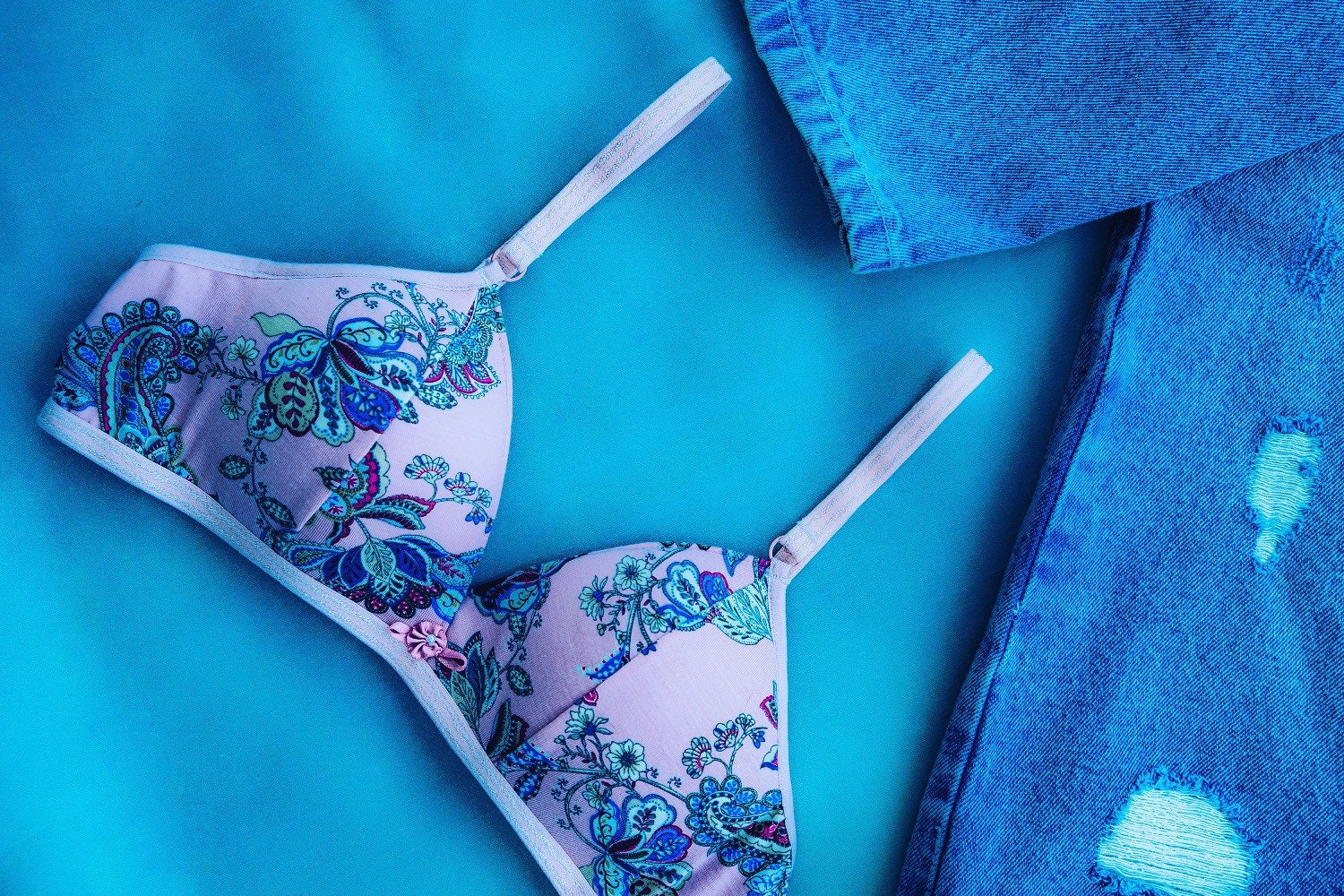 High Quality Comfortable Flower Print Bra A Cup Size - Etsy Australia