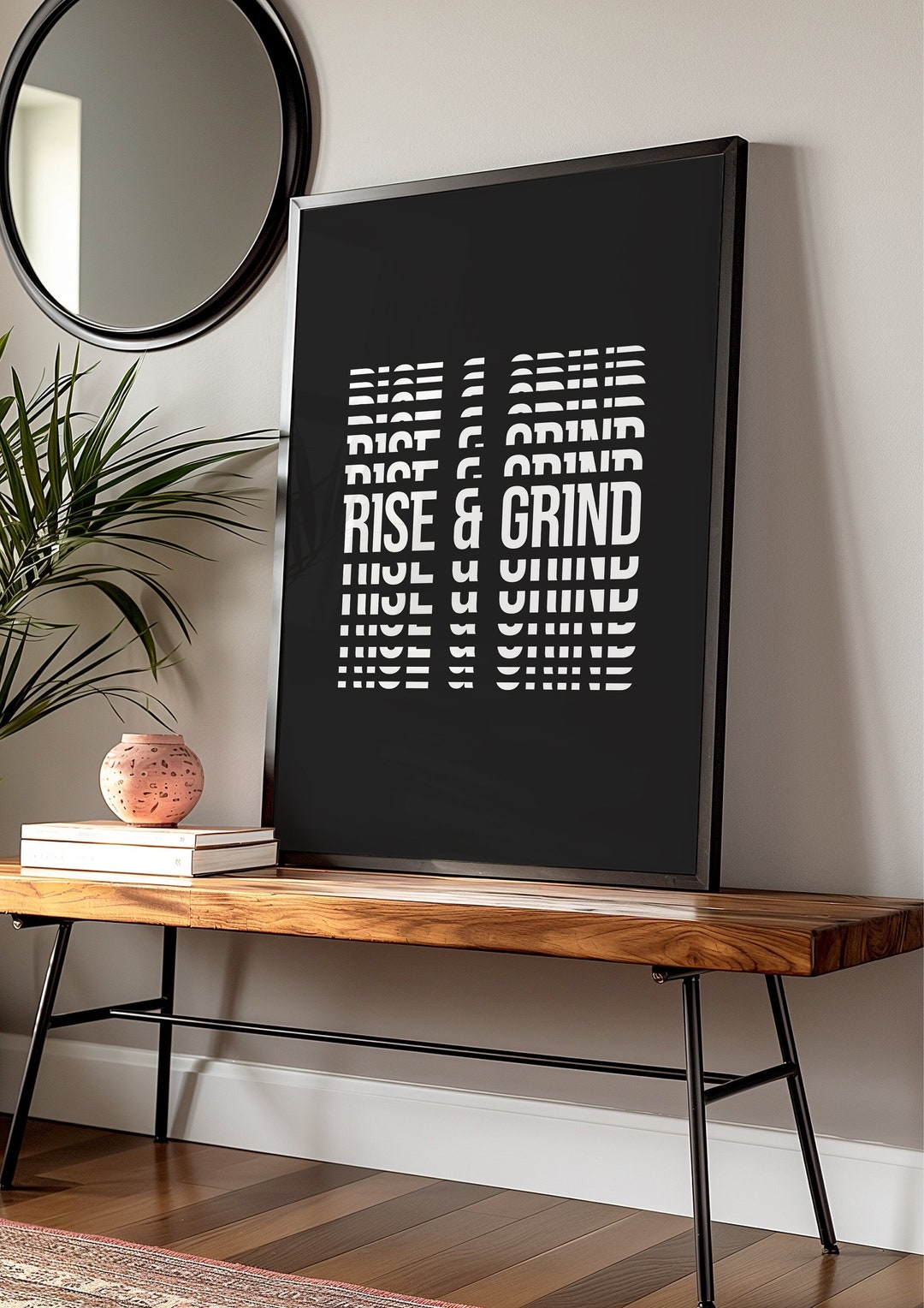 Rise & Grind Poster Motivational Wall Art Digital Print Daily ...