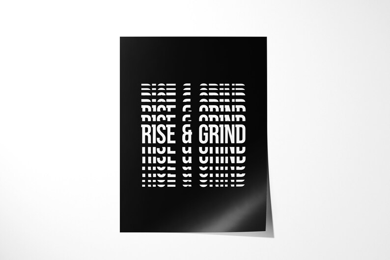 Rise & Grind Poster Motivational Wall Art Digital Print Daily ...