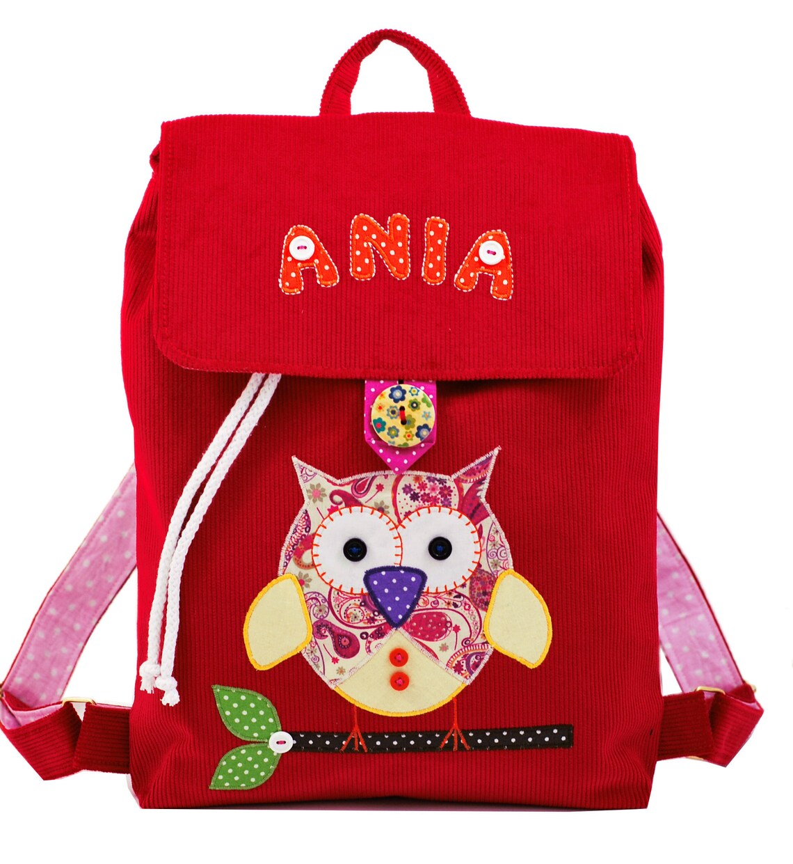 Red Backpack With an Owl for a Girl Personalized Backpack - Etsy
