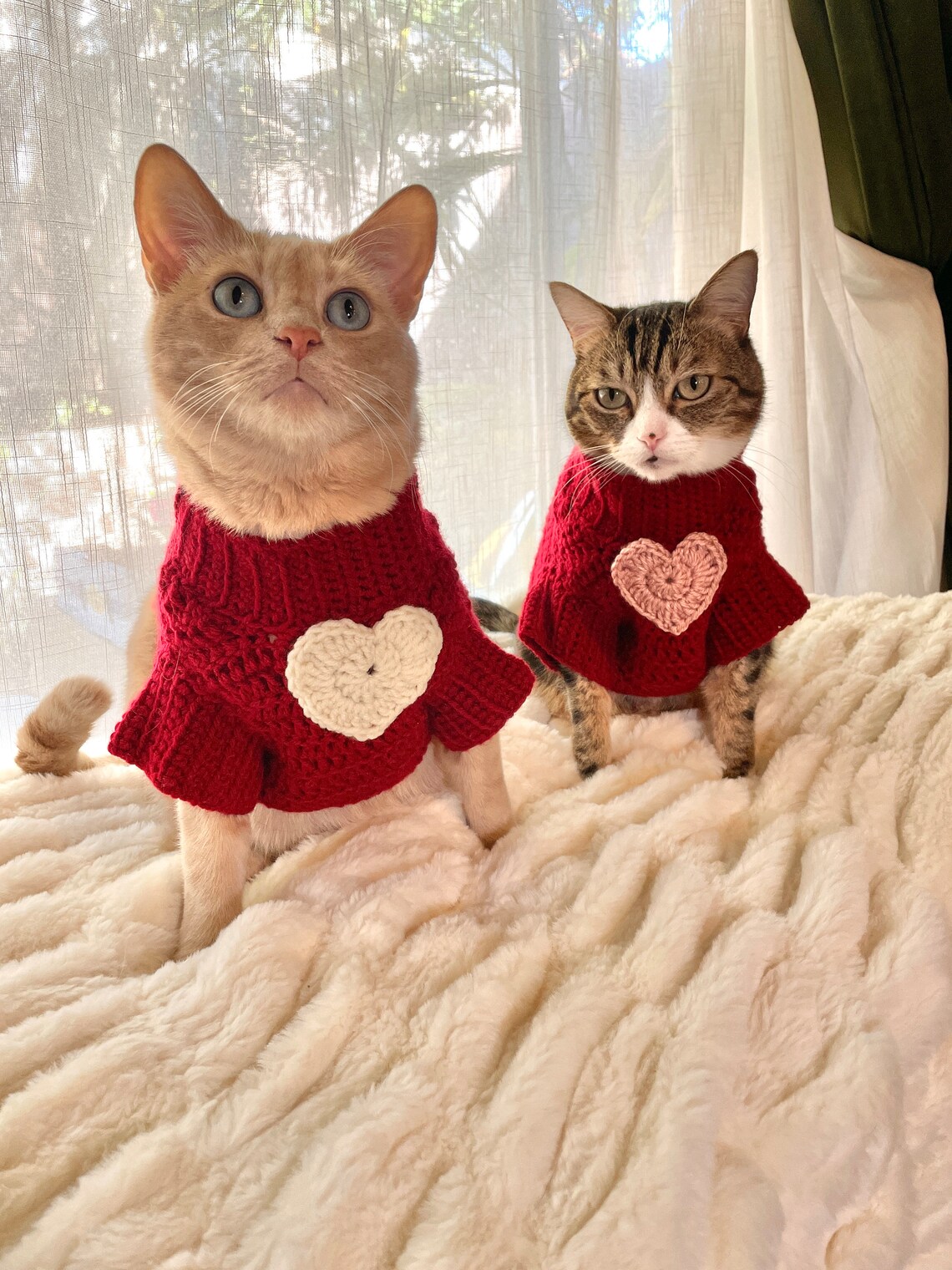 Handmade Crocheted Valentine's Love Heart Sweater-cat/dog Sweater ...