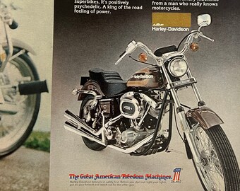 Vintage 1960s Harley Davidson Motorcycles 60s Motorcycle Magazine Ad ...