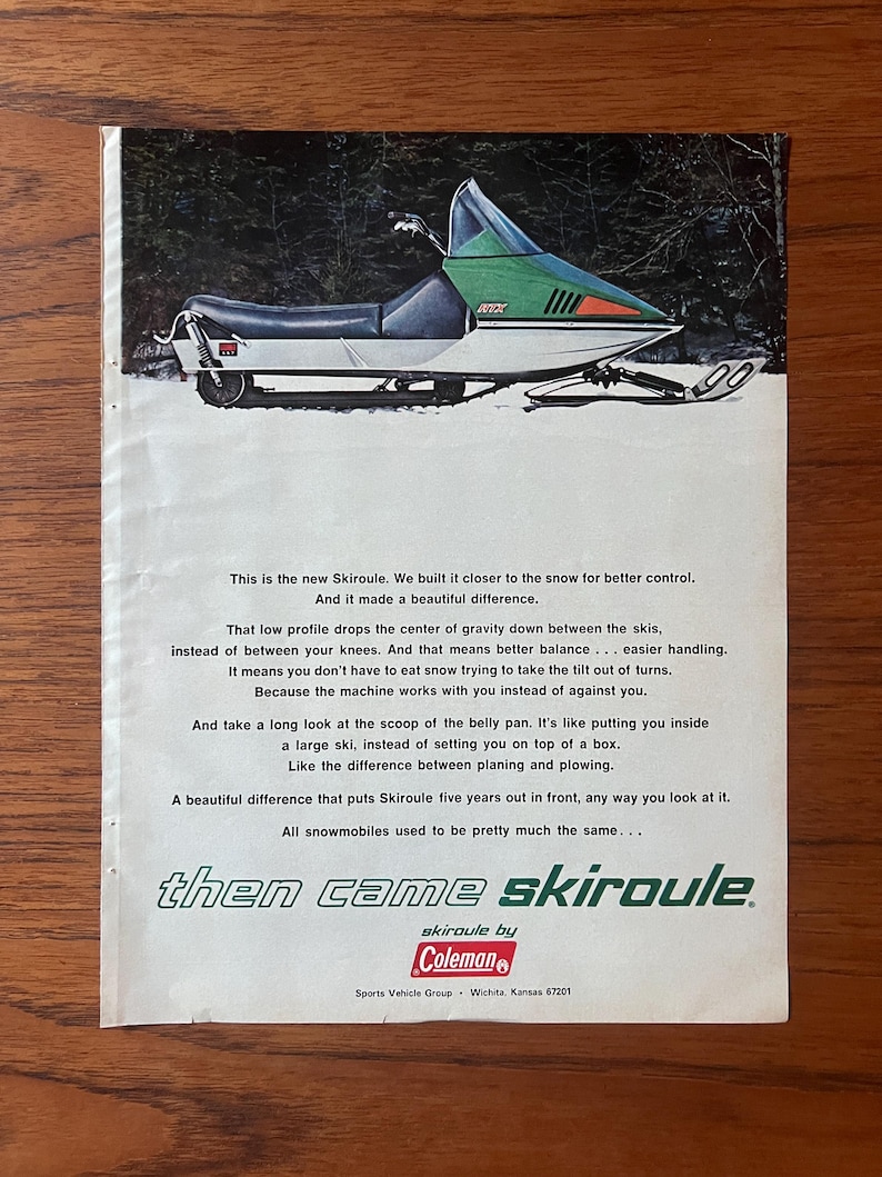 Vintage Coleman Skiroule Snowmobile Advertisement - Etsy