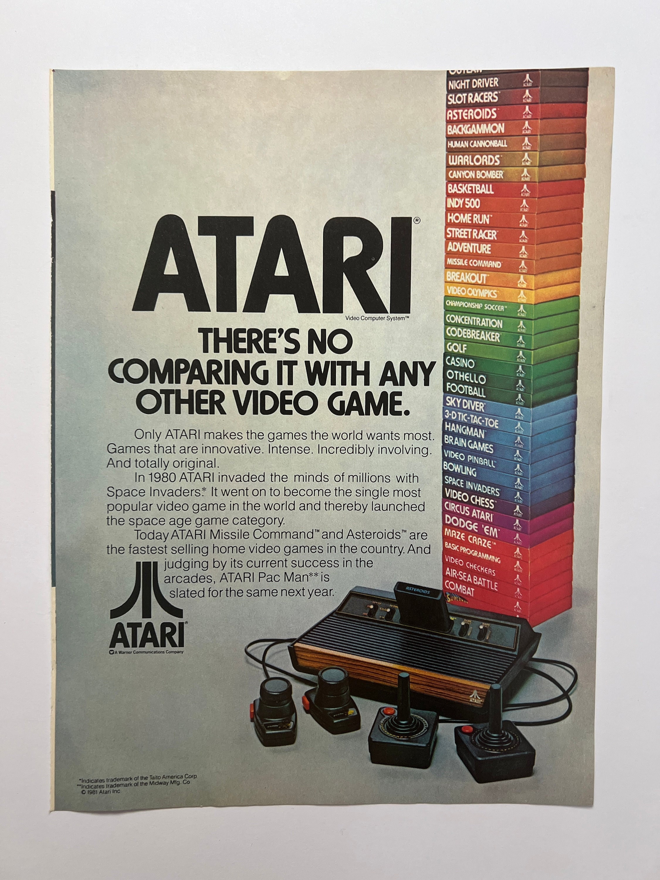 Vintage Atari Video Game Advertisement - Etsy