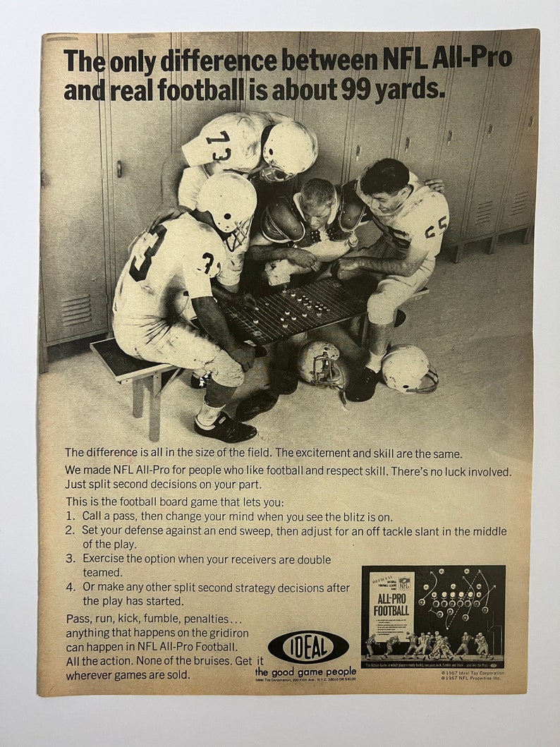 Vintage NFL All-pro Game Advertisement - Etsy