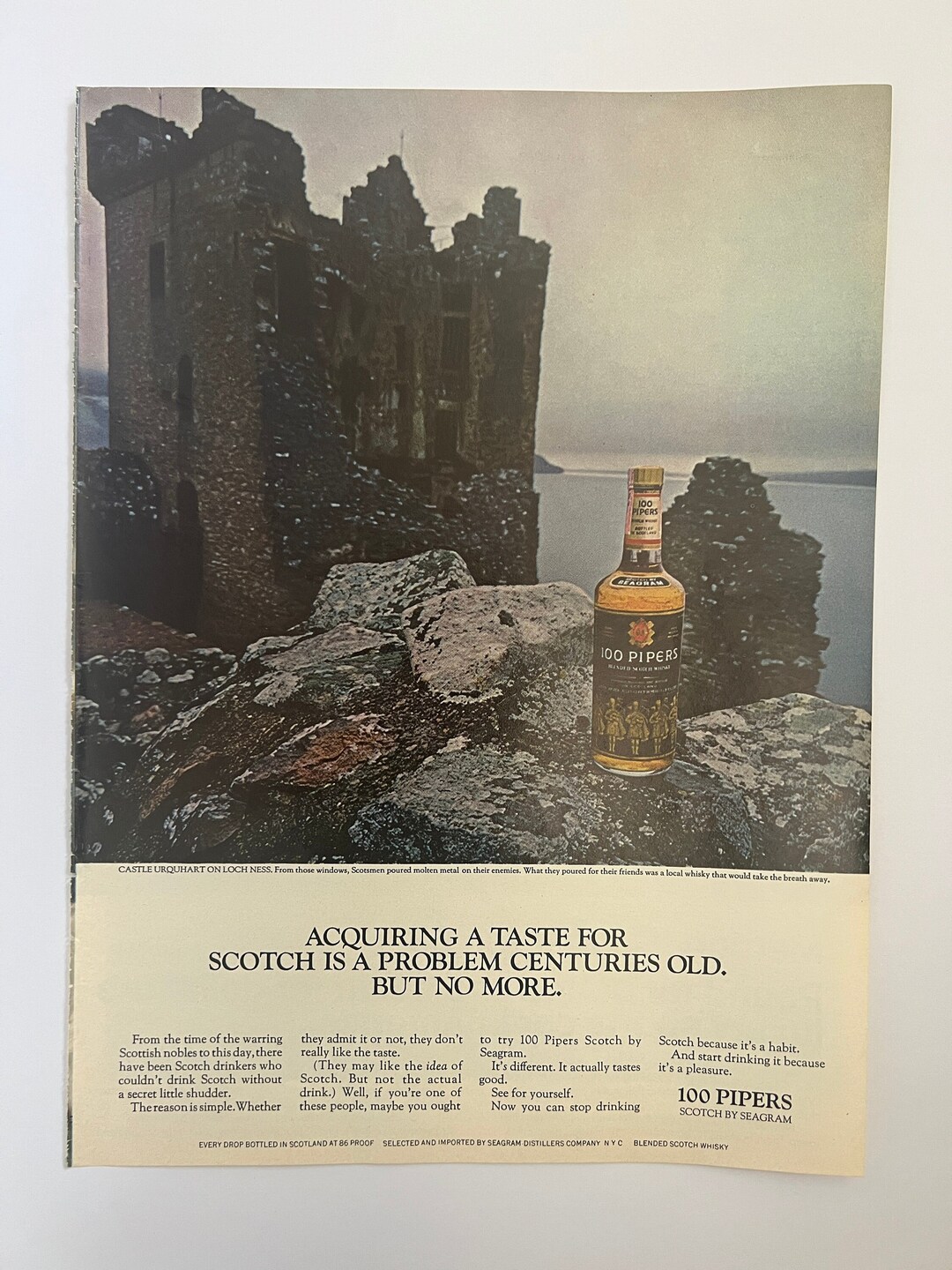 Vintage 100 Pipers Scotch Advertisement - Etsy