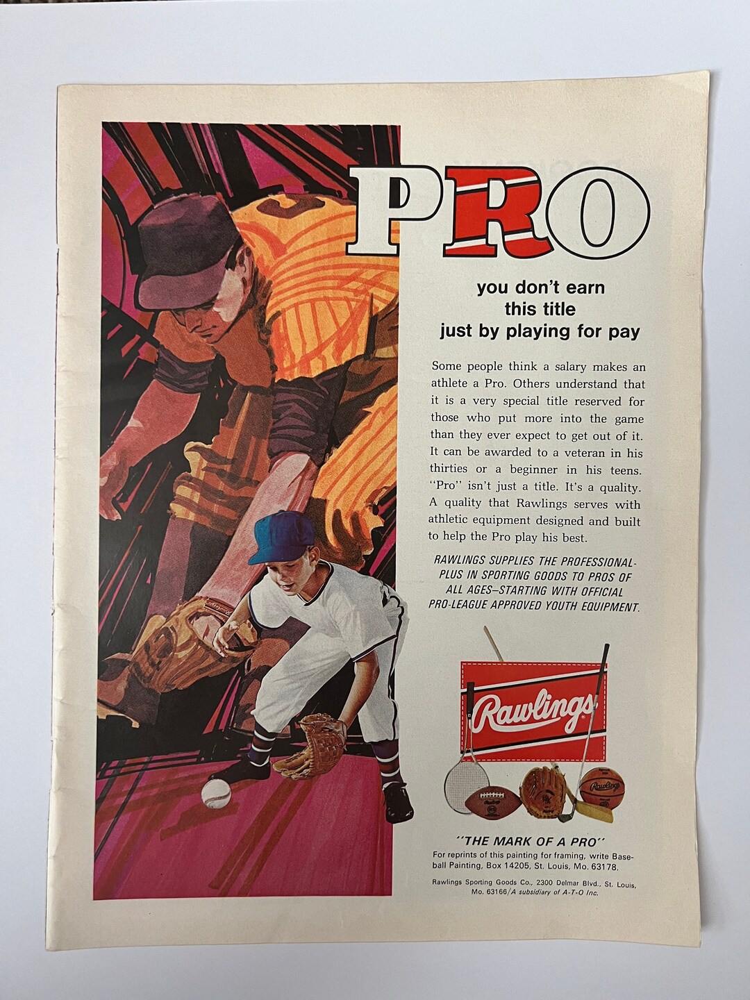 Vintage Rawlings Sports Equipment Advertisement - Etsy