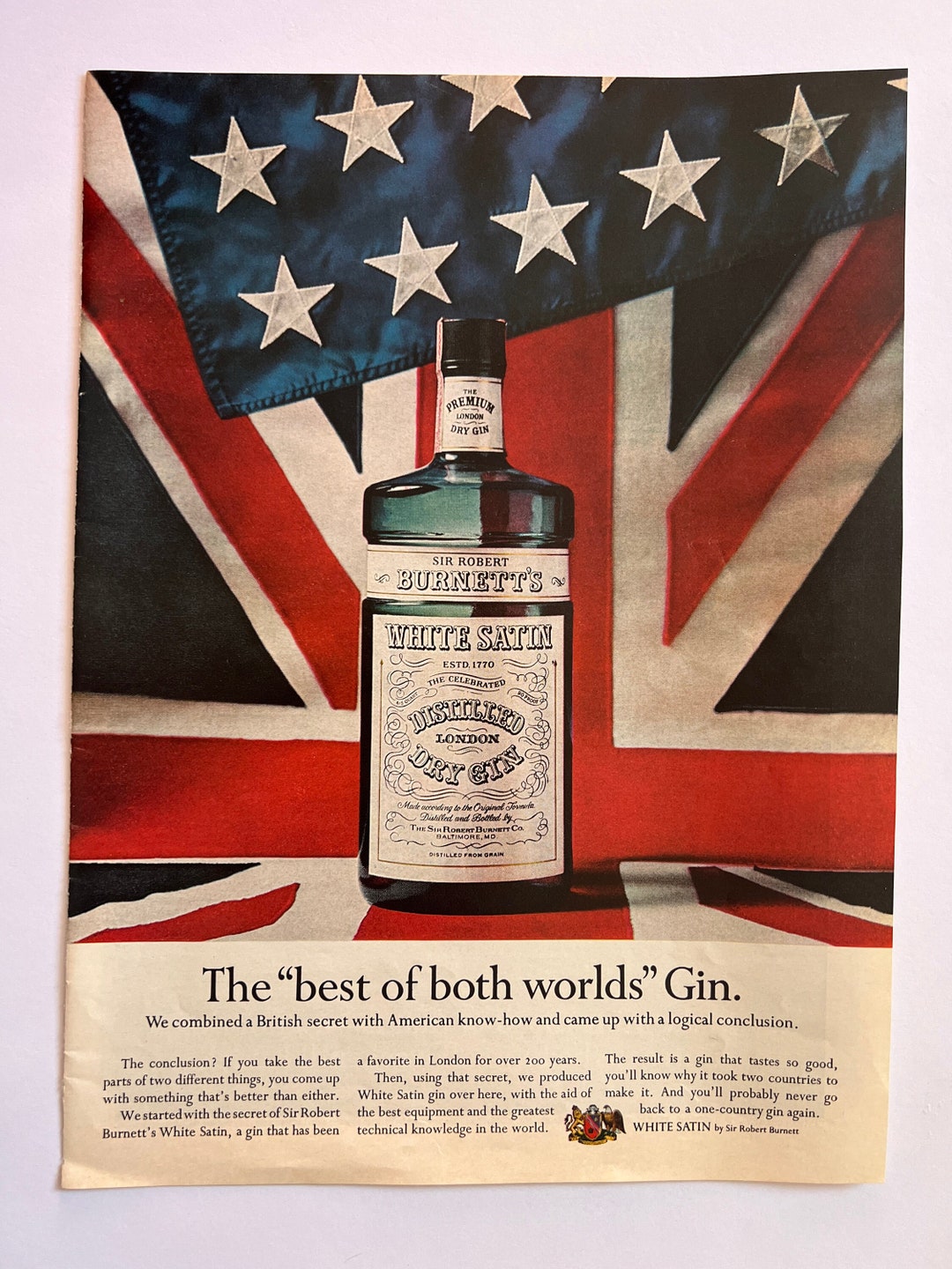 Vintage Sir Robert Burnett Gin Advertisement - Etsy