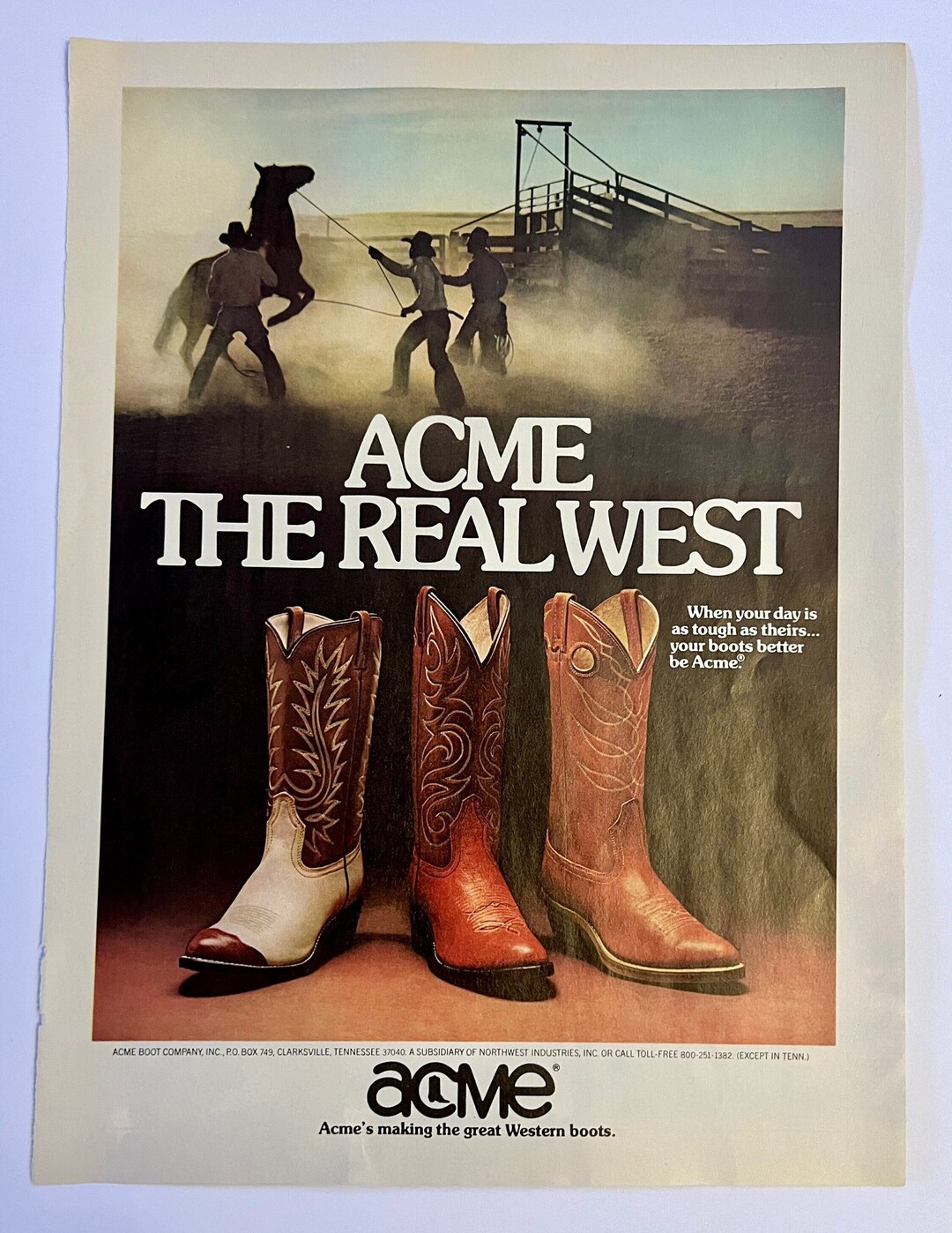Vintage Acme Boots Advertisement - Etsy