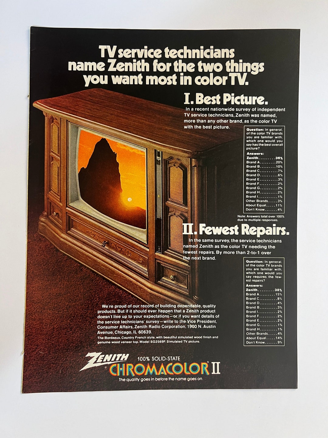 Vintage Zenith Chromacolor Advertisement - Etsy