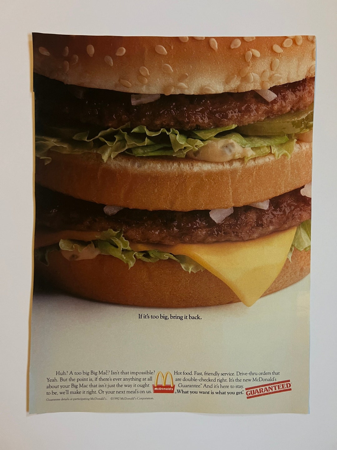 Vintage Mcdonald's Advertisement - Etsy