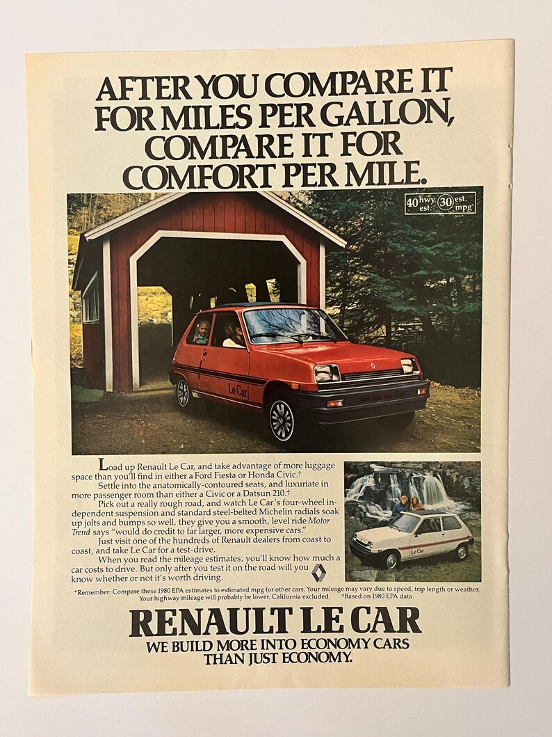 Vintage Renault Le Car Advertisement - Etsy