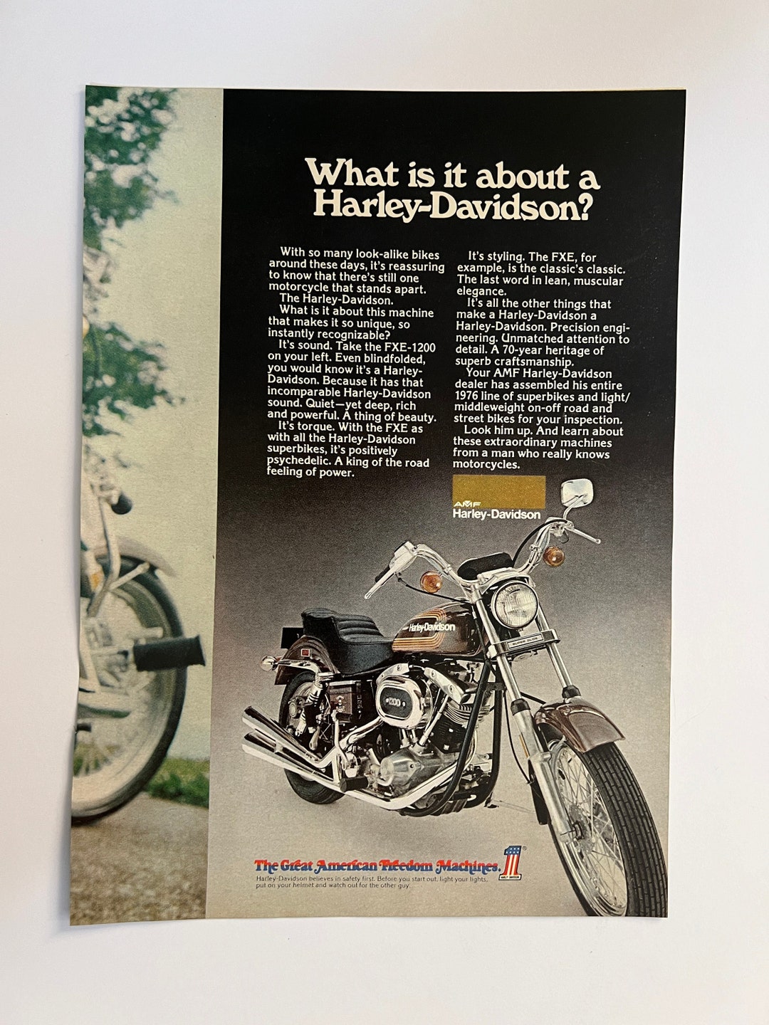 Vintage Harley-davidson Motorcycle Advertisement - Etsy