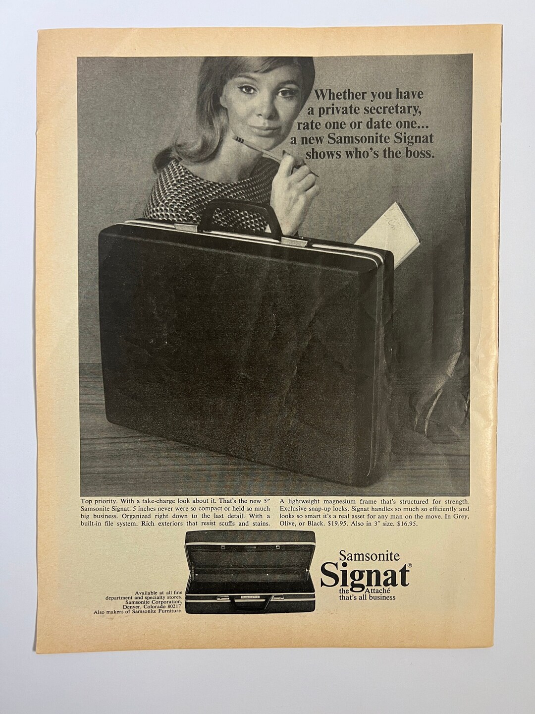 Vintage Samsonite Briefcase Advertisement - Etsy