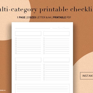 Blank Printable Checklist Daily Weekly Planner Template Modern ...