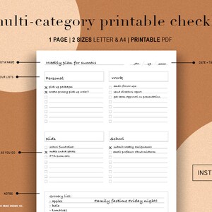 Blank Printable Checklist Daily Weekly Planner Template Modern ...