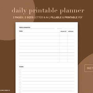 Editable Fillable Printable Checklist Daily Schedule - Etsy