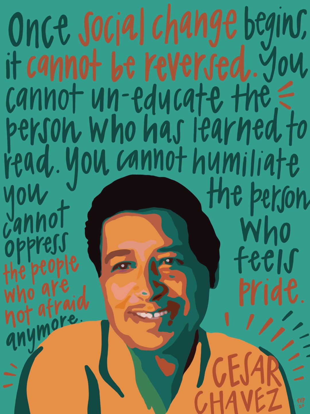 DIGITAL - Cesar Chavez, Social Justice Art, Civil Rights, Activist - Etsy