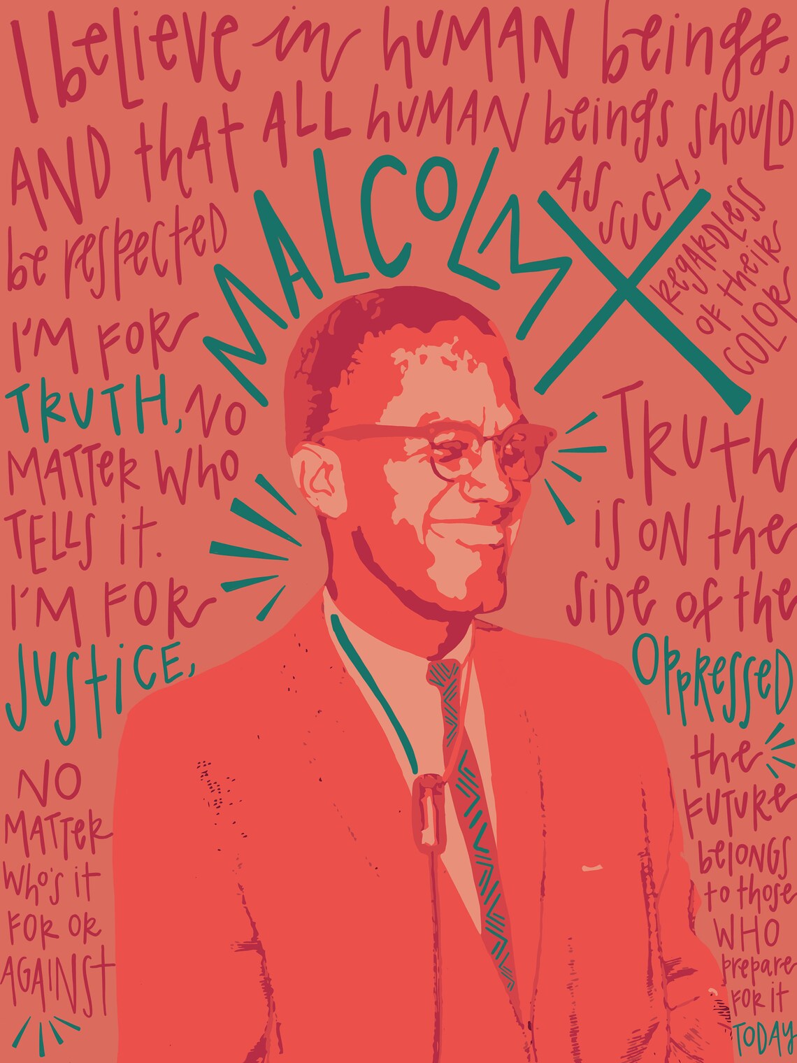 Malcolm X Malcolm X Poster Black Lives Matter Black - Etsy España