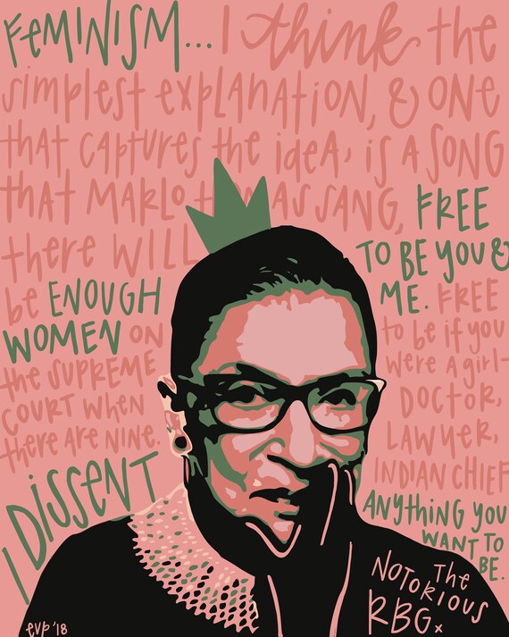 Visual Arts Ruth Bader Ginsburg RBG Inspired Role Model with Scales of ...