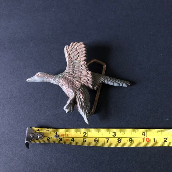 Vintage Duck Canadian Goose Bird in Flight Brass Belt… - Gem