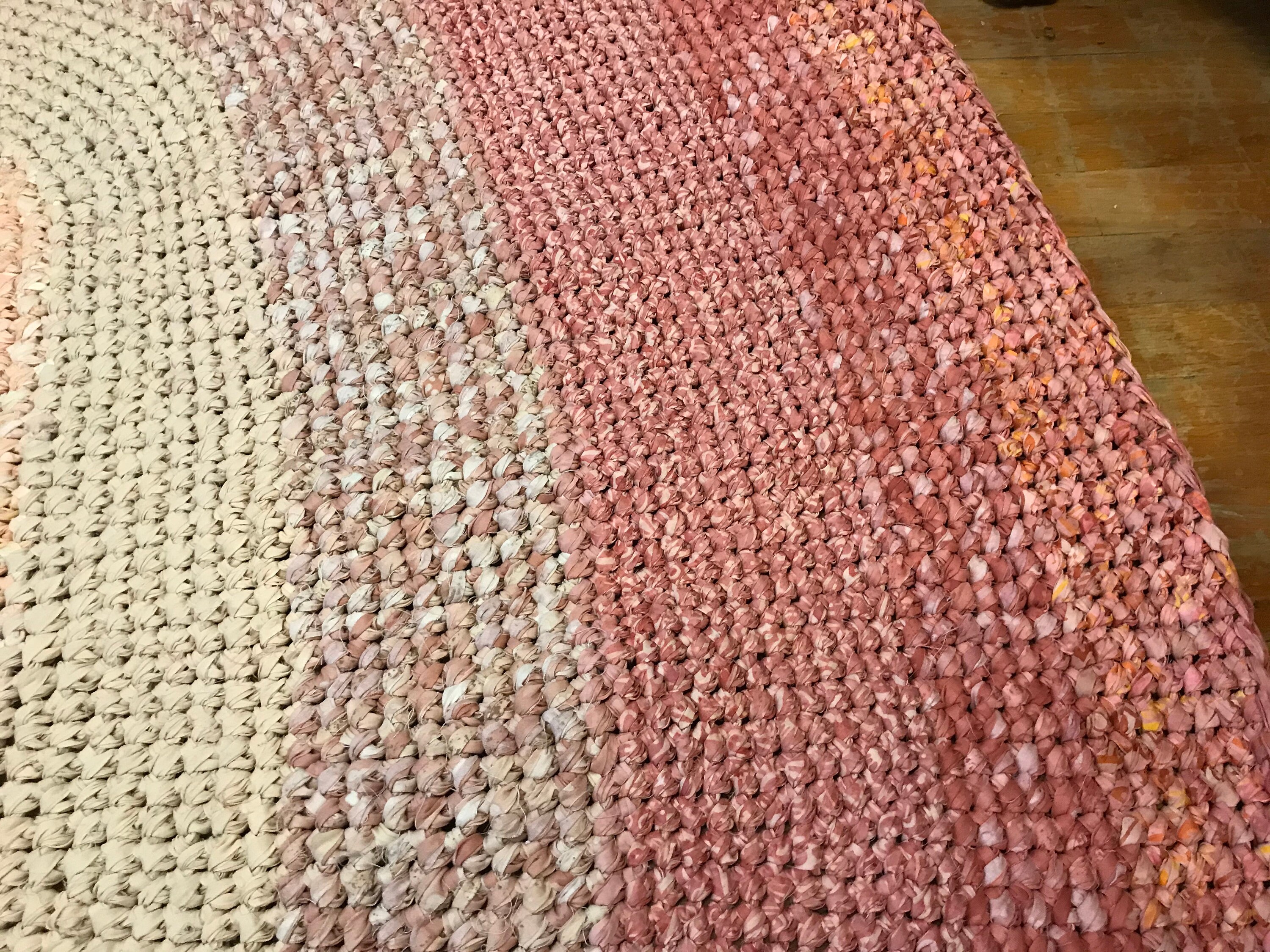 Huge Crocheted Rag Rug in Peach/fuchsia Over 6 Feet Long - Etsy