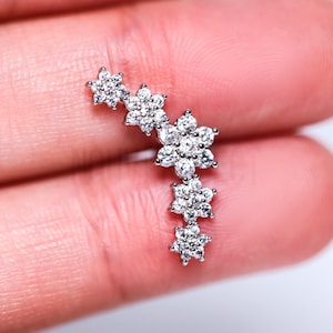CZ Flower Helix Earring, Curved Cartilage Piercing, 16GA - Etsy