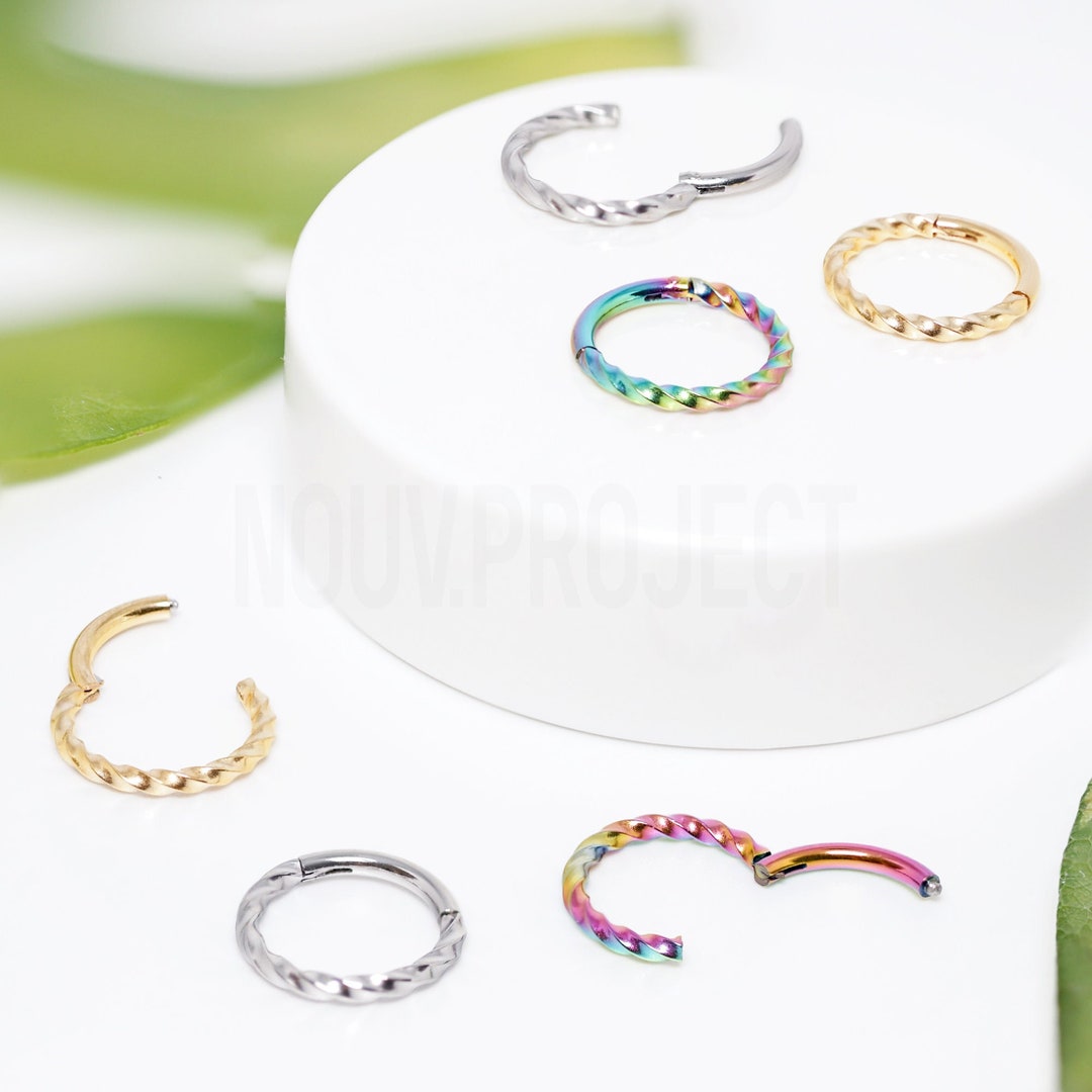 1pc All 316L Surgical Steel Twisted Metal Clicker Septum Daith Conch ...