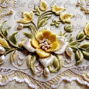 Butter Yellow Embroidery (a 12 Page Digital Download for PAPER CRAFTS ...