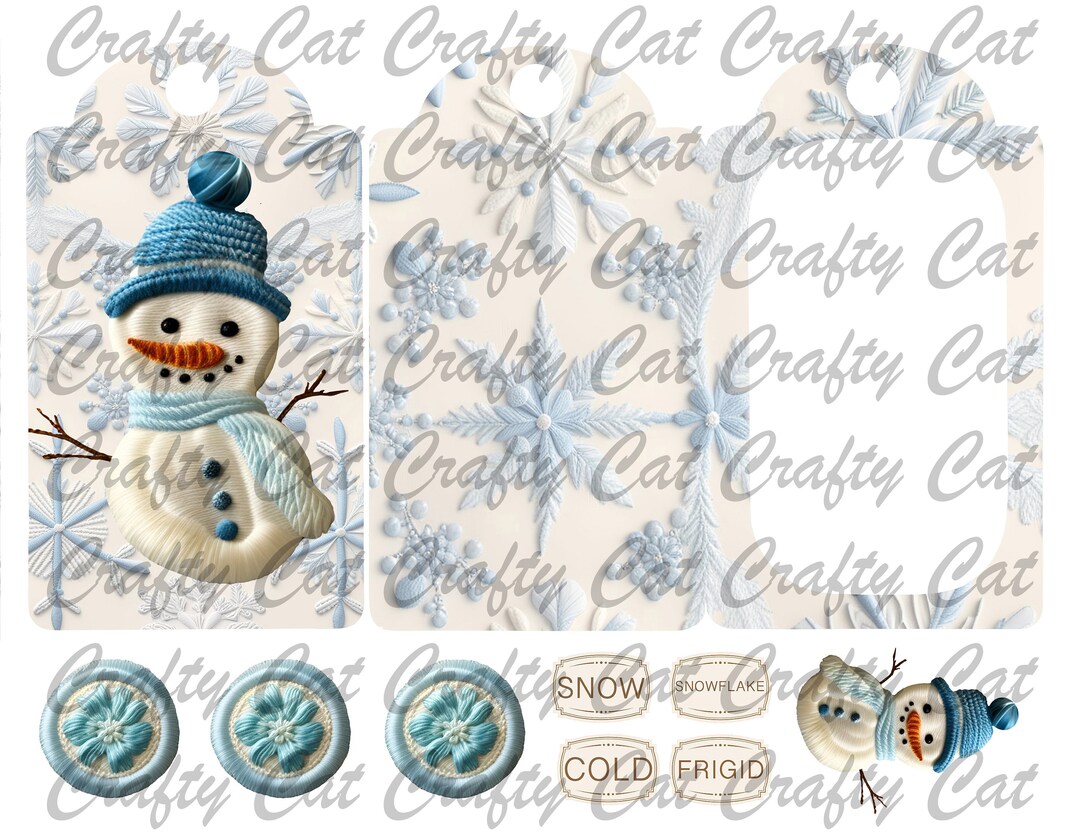 Snowman Tags (a 16 Page Digital Download for PAPER CRAFTS) - Etsy
