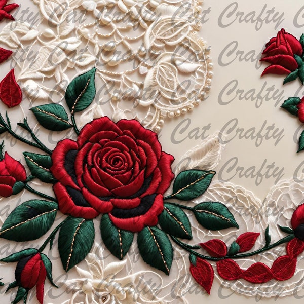 Rose Embroidery - Etsy