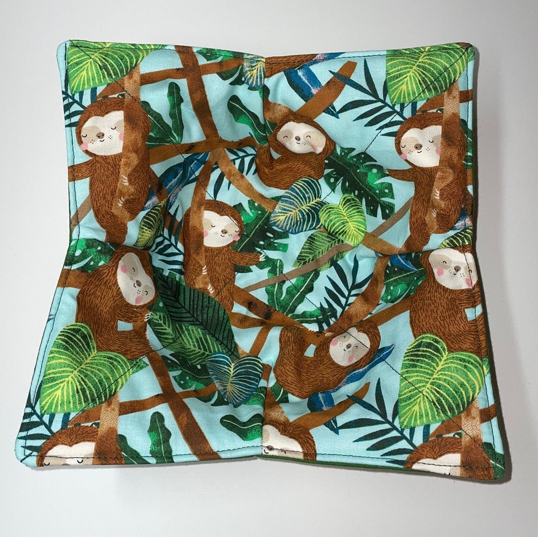 Microwave Bowl Cozy, Sloths Teal, Hot Pad, Quilted, Pot Holder, Soup ...