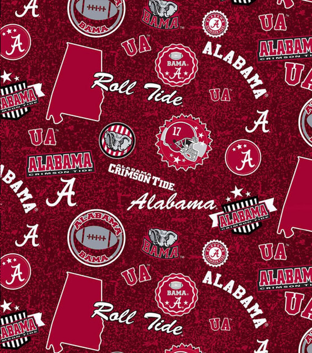 University of Alabama Crimson Tide Tone on Tone Fabric -100% Cotton ...