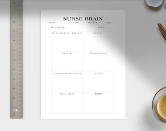 Nurse Jot Sheet Nursing Brain Instant Download Printable Nursing ...