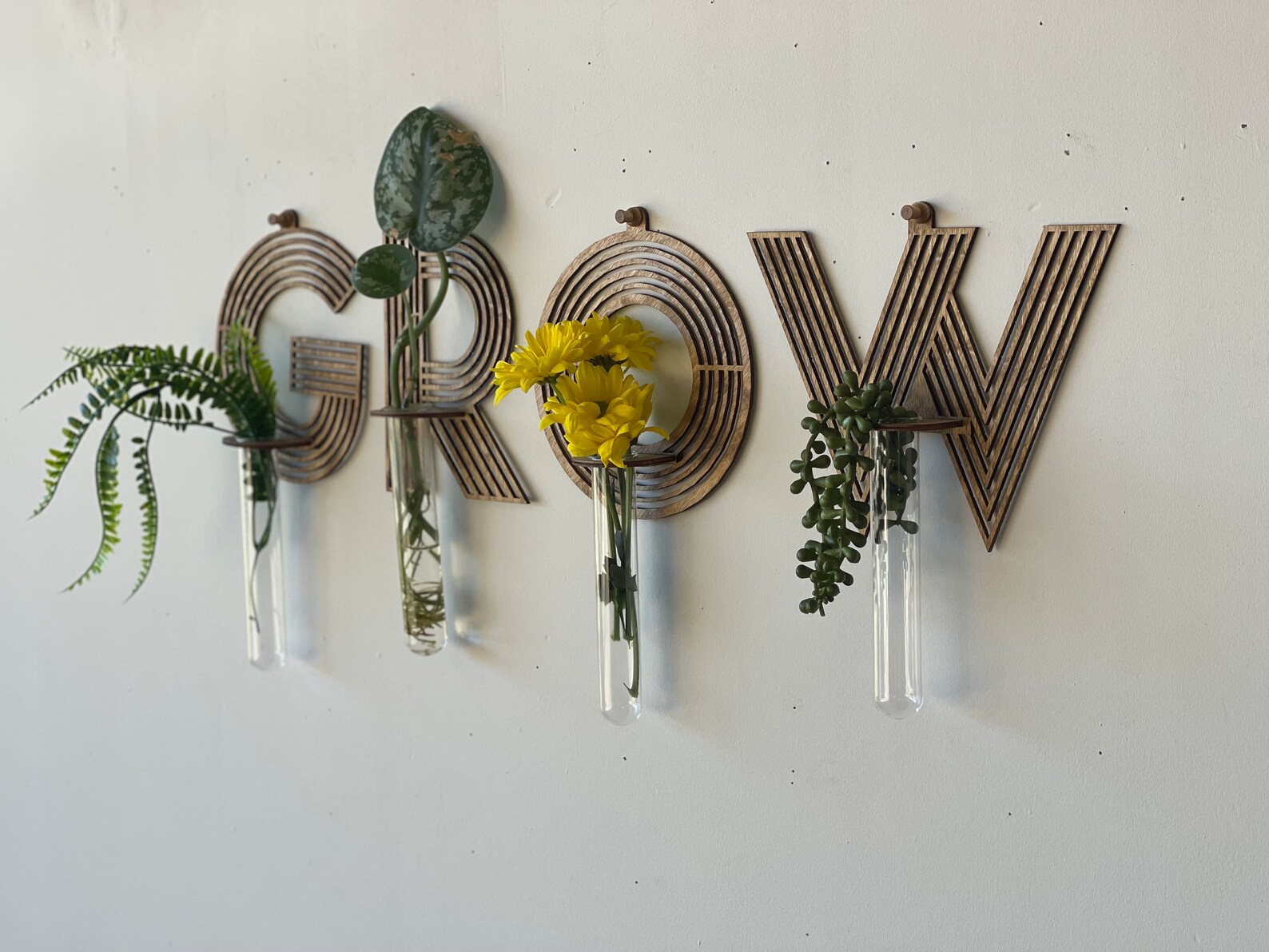 GROW Wooden Vase , Propagation Vase, Personalize Your Plant Wall ...