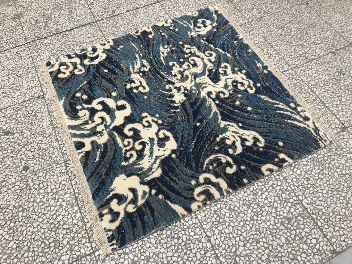 New Handmade Rug Japanese Art Rug The Great Wave Rug | Etsy
