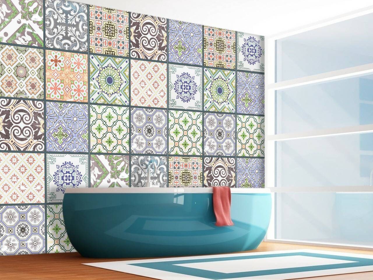 Set OF 12 Spanish Tiles Wall Stickers Vinyl Traditonal | Etsy