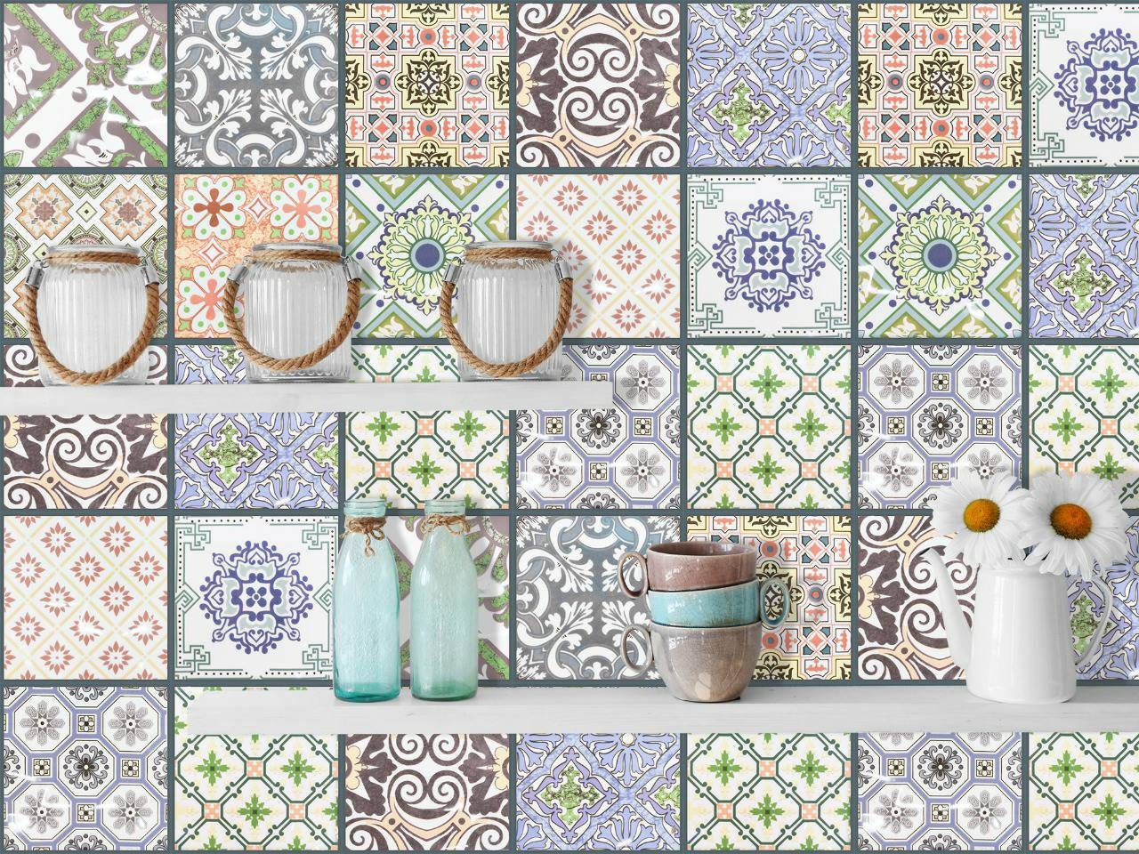 Set OF 12 Spanish Tiles Wall Stickers Vinyl Traditonal | Etsy