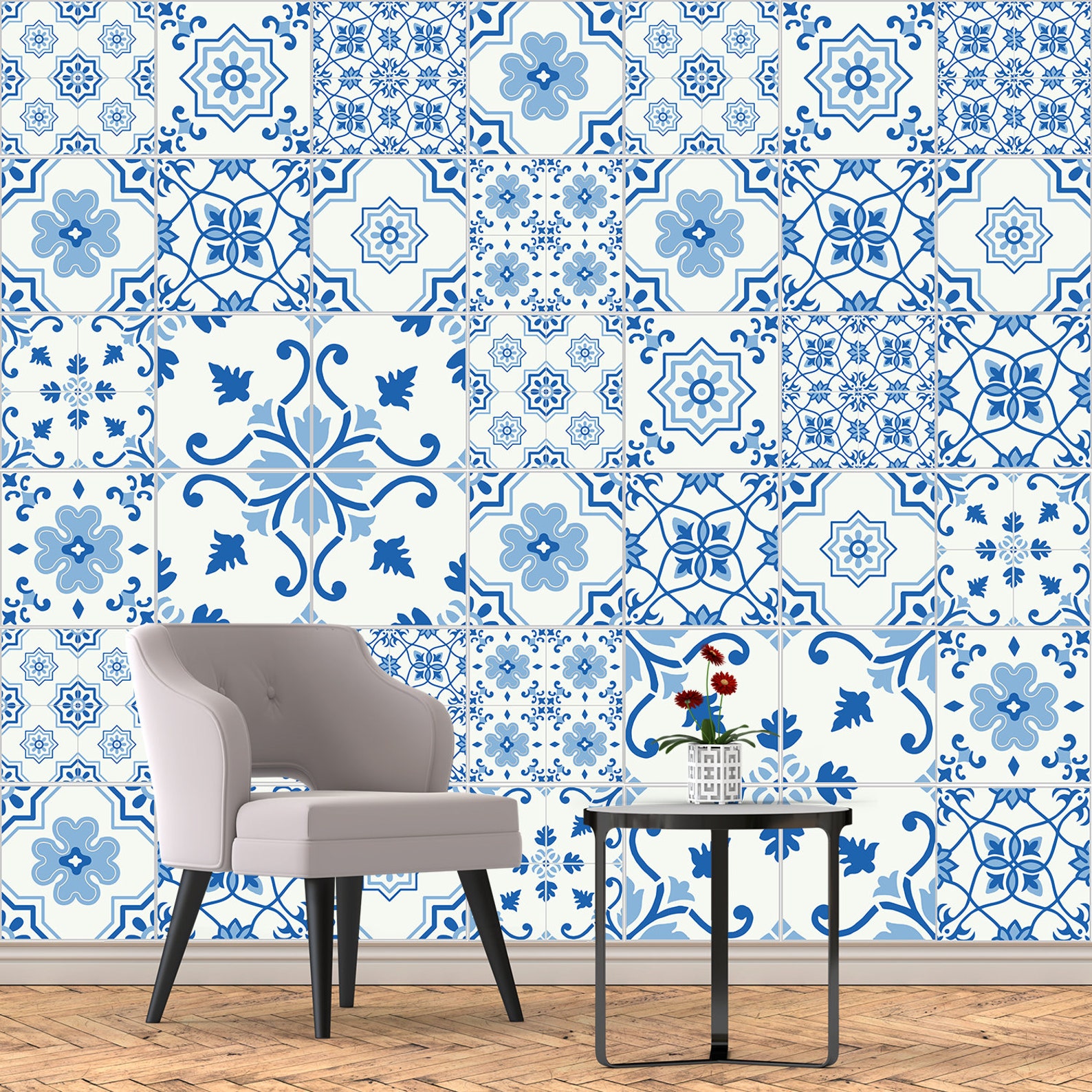 Set OF 24 Blue Traditonal Mexican Tiles Tiles Wall Stickers - Etsy