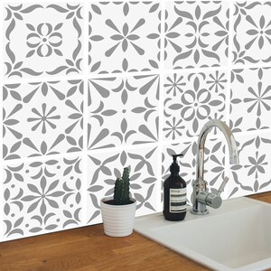 Set OF 12 Tiles Wall Stickers. Black and White Tile. Backsplas Stickers ...