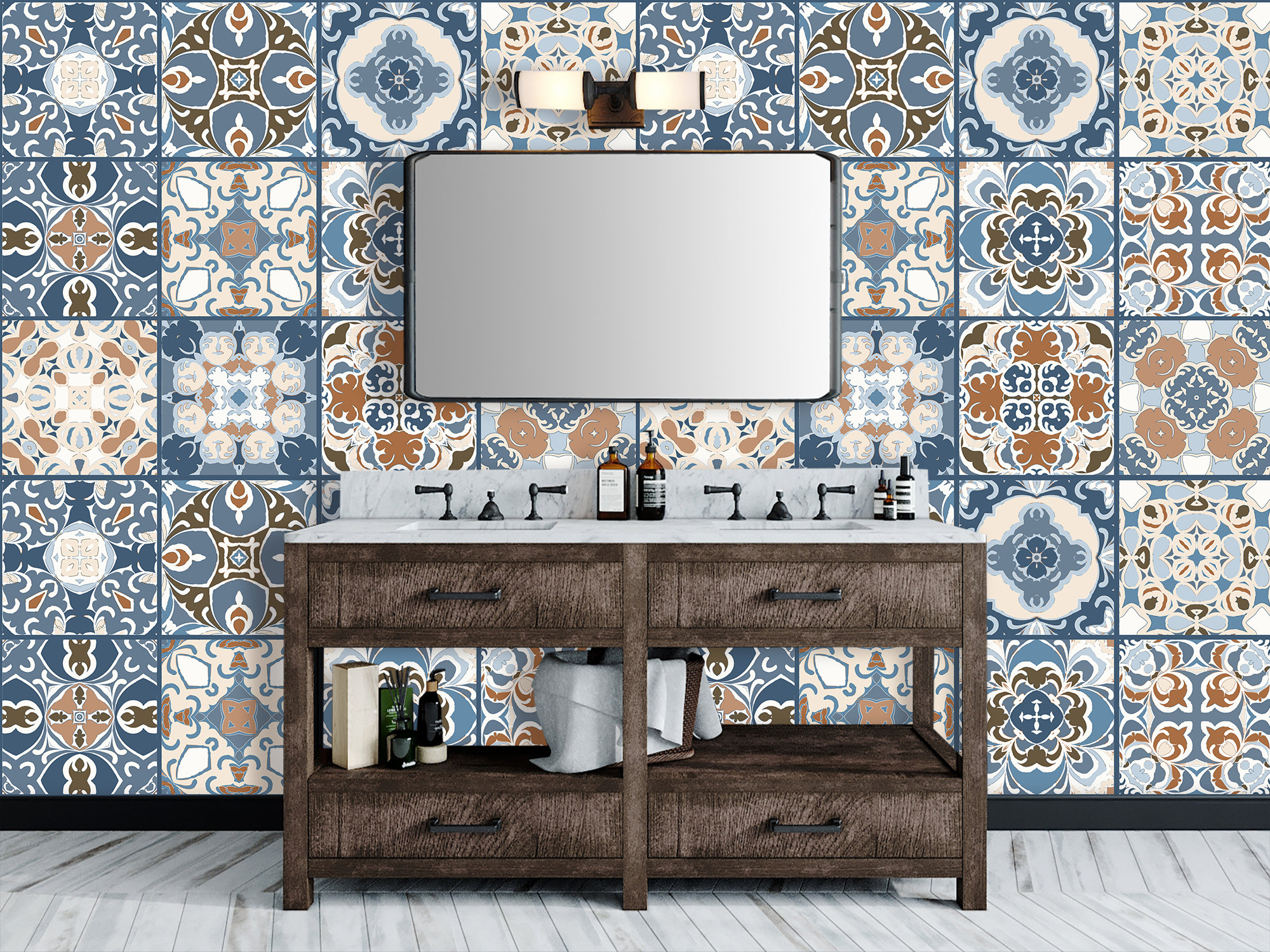 Set OF 12 Tiles Spanish Wall Stickers Vinyl, Mix Traditonal Mexican ...
